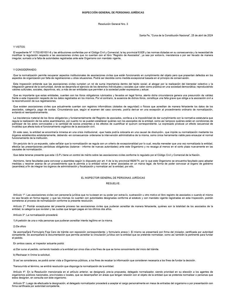 Resolucion General (Extravio de Documentos) | PDF