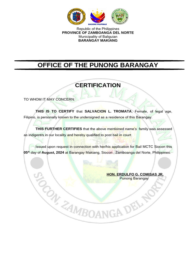 Bail Cert. | PDF
