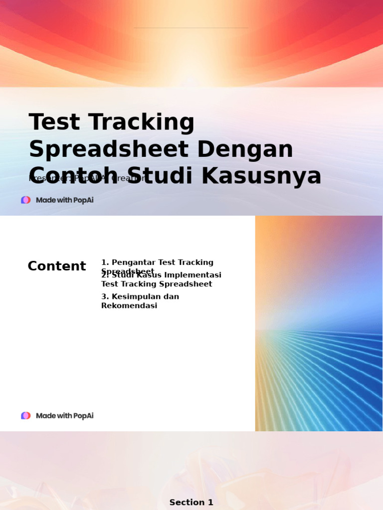 Test Tracking Spreadsheet Dengan Contoh Studi Kasusnya | PDF
