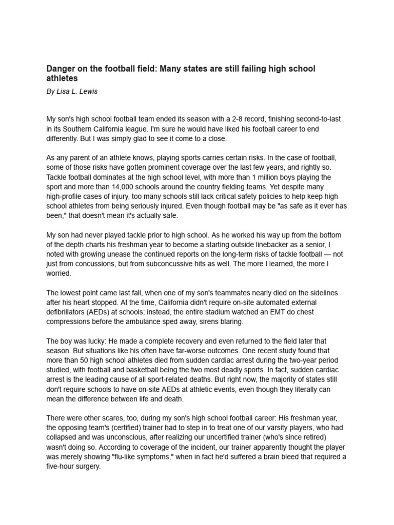 Danger On The Football Field: Many States Are Still Failing High School ...