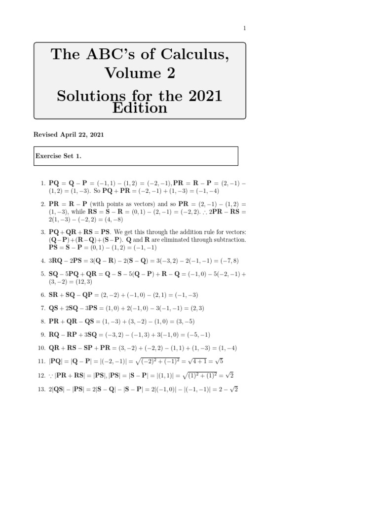 Calculus Volume 2 Solutions Guide | PDF | Equations | Area