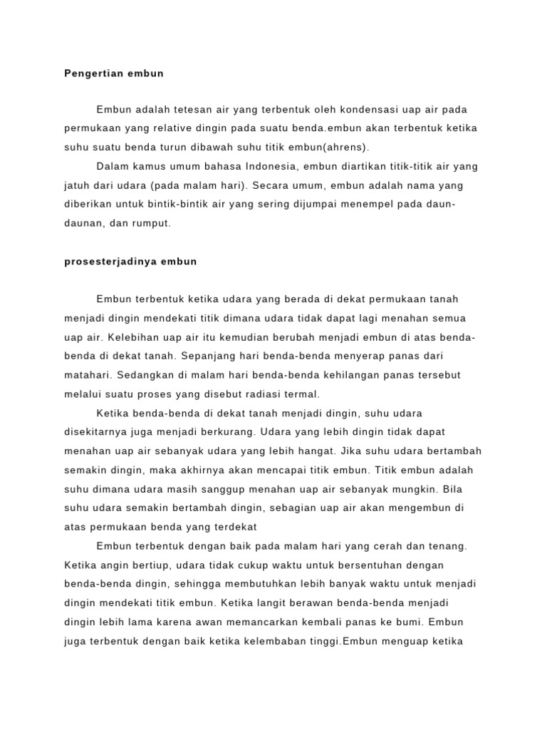 Proses Pembentukan Embun dan Awan | PDF
