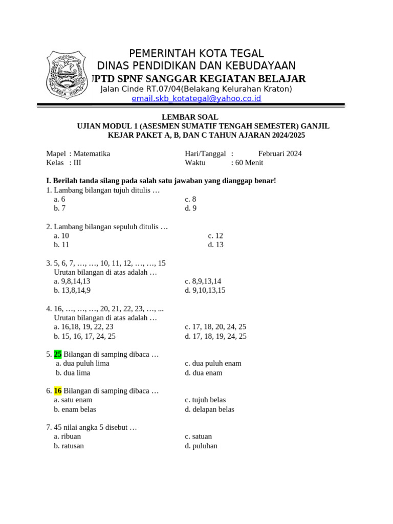 Soal ASTS Kls 3 Inklusi 2024 | PDF