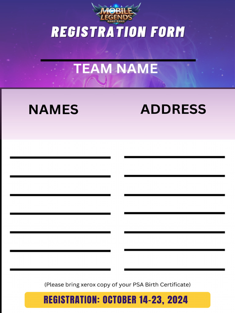 MLBB REGISTRATION FORM | PDF