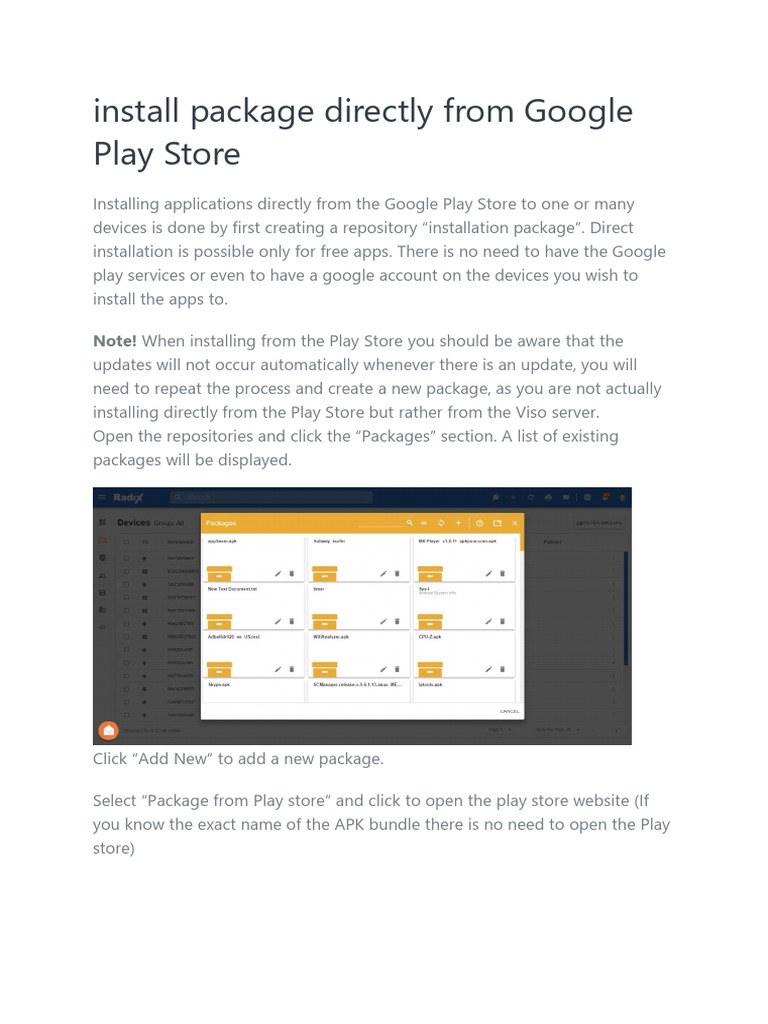 Install Package Directly From Google Play Store | PDF