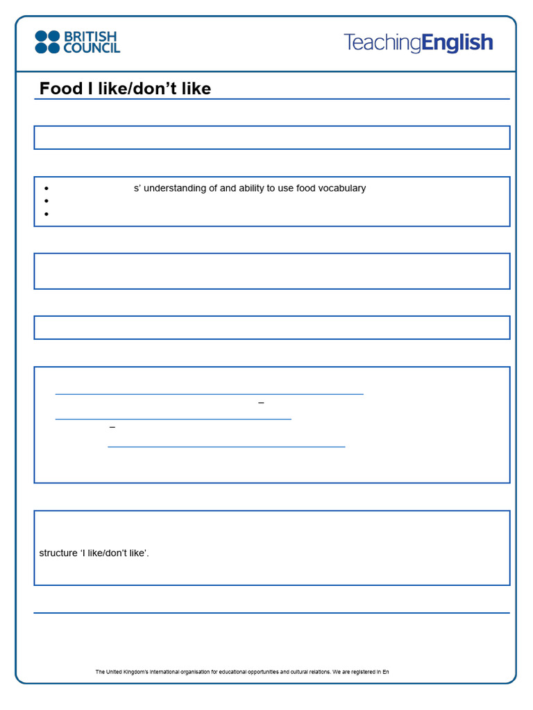 teaching-kids-food-i-like-dont-like-F2F Lesson-Plan | PDF