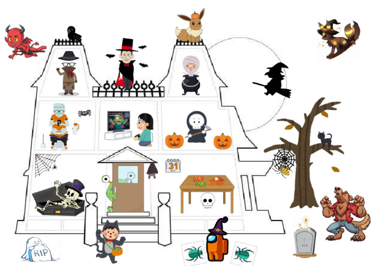 Halloween Prepositions Picture | PDF