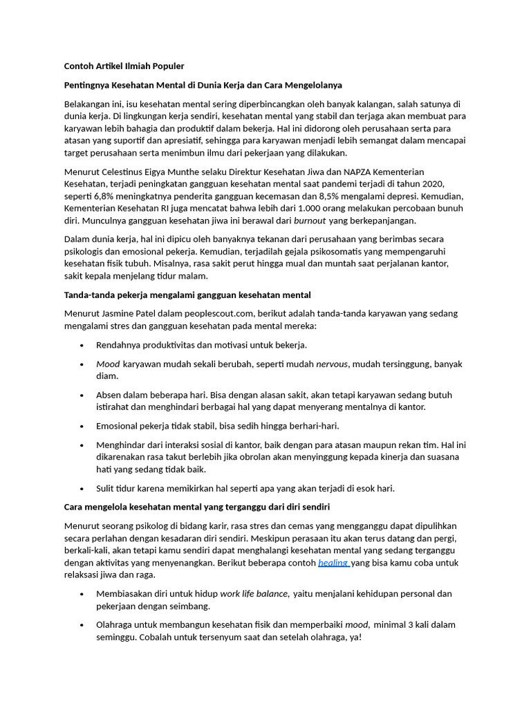 Contoh Artikel Ilmiah Populer | PDF