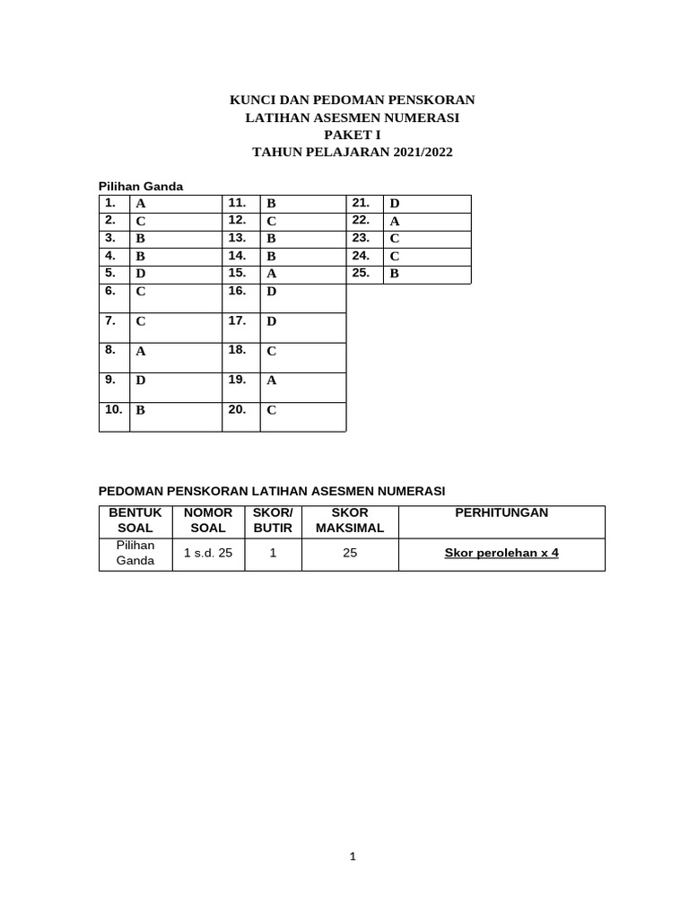 Kunci To MTK Paket 1 | PDF