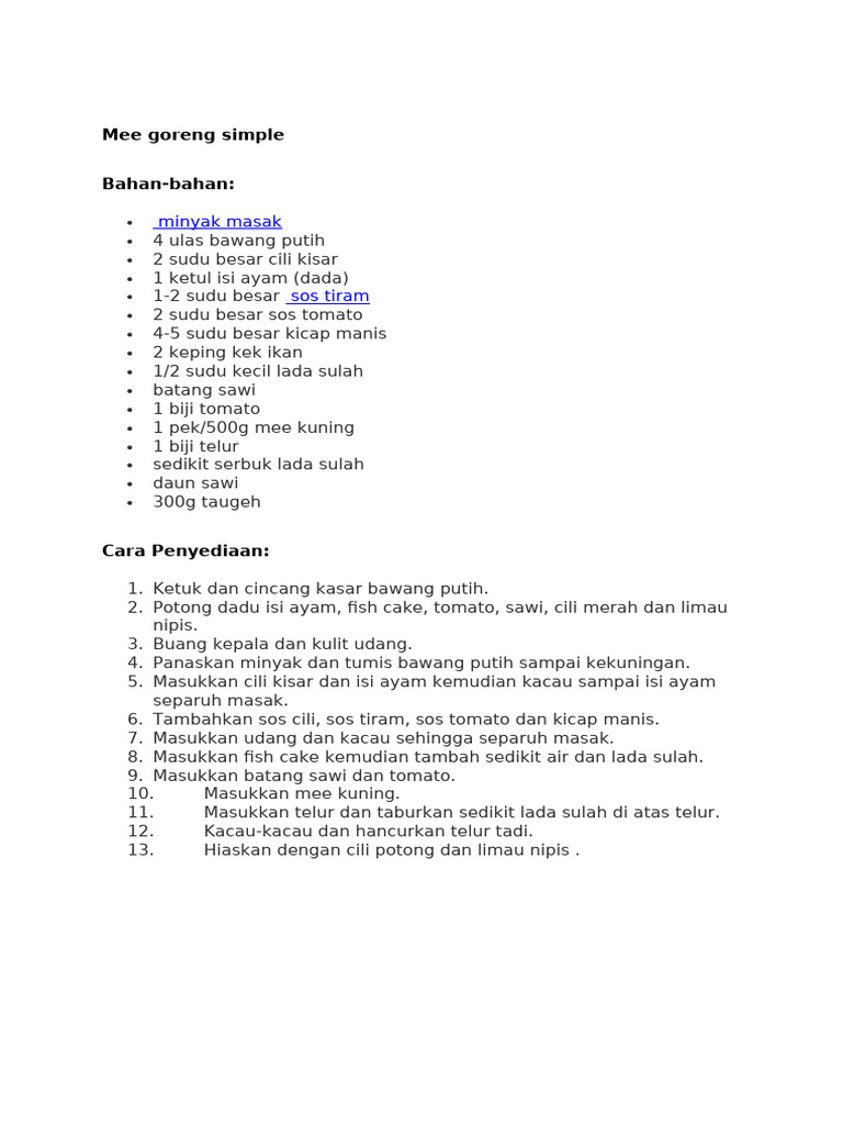 Mee goreng simple | PDF