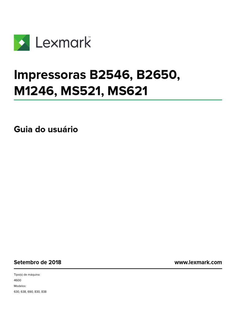 Lexmark B2546 B2650 M1246 MS521 MS621 UsersGuide PT | PDF