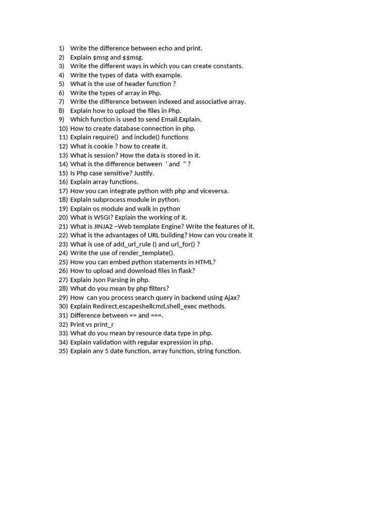 PHP Question Bank - (Internal) | PDF