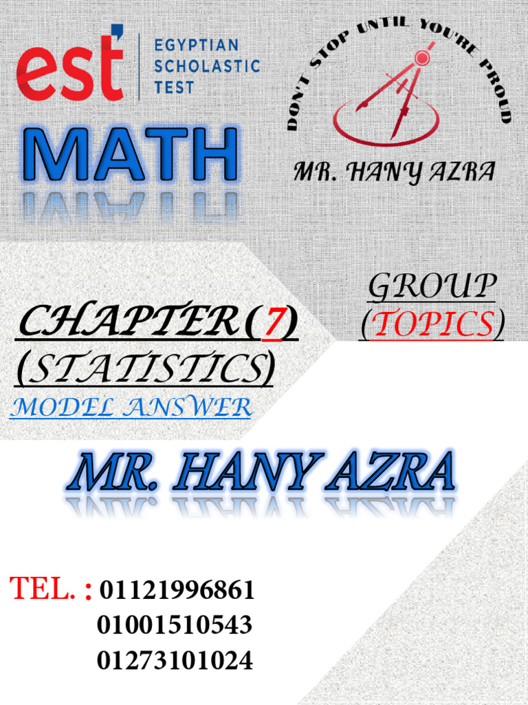 Chapter ( 7 ) Statistics (t) (m.a) | PDF