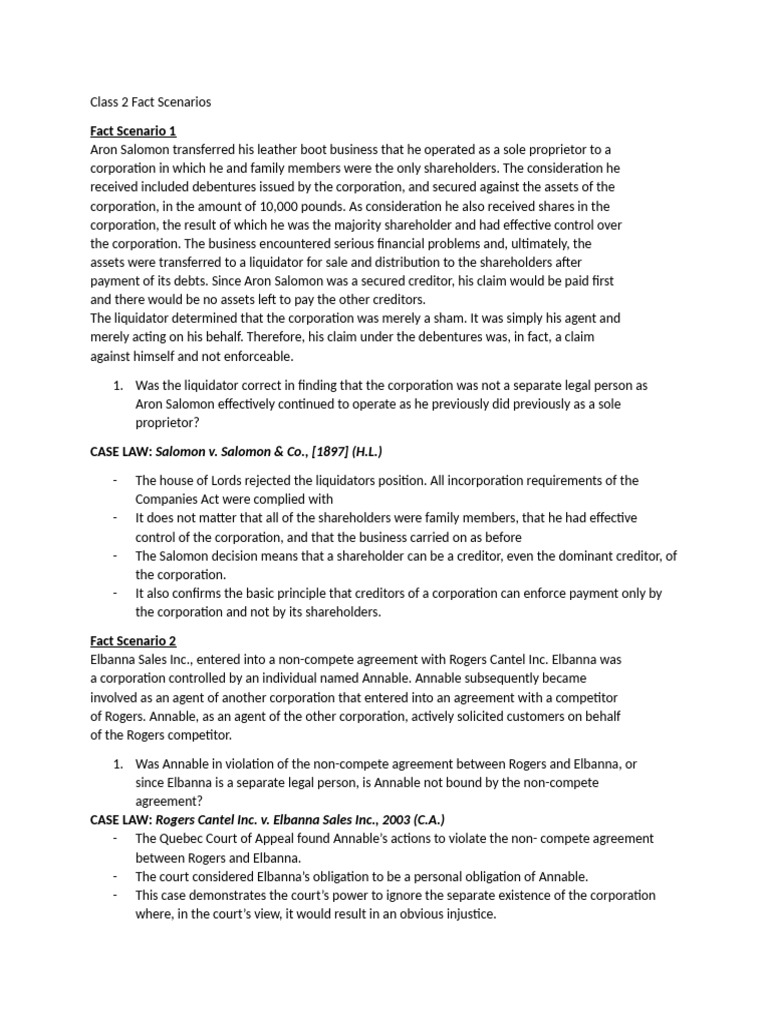 Fact Scenarios | PDF