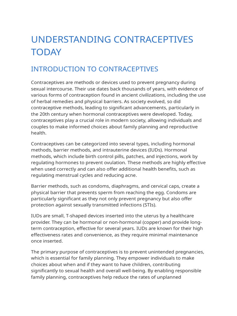 Understanding Contraceptives Today | PDF