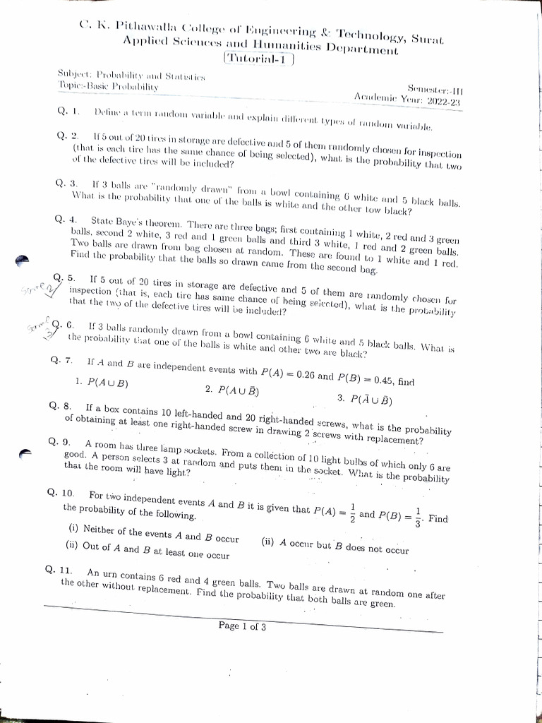 P - S Tutorial (1-4) - Solution | PDF