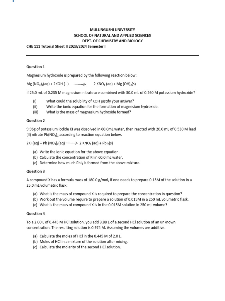Tutorial Sheet 2 | PDF