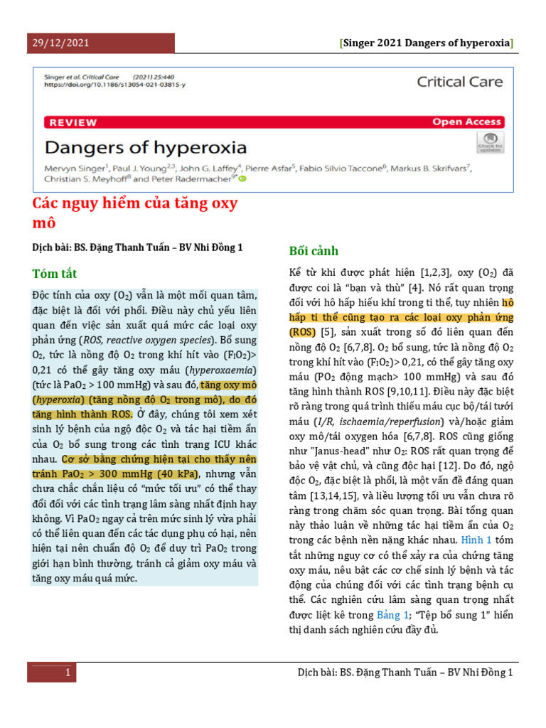 Hyperoxia Risks in ICU Patients | PDF | Self-Improvement | Science ...