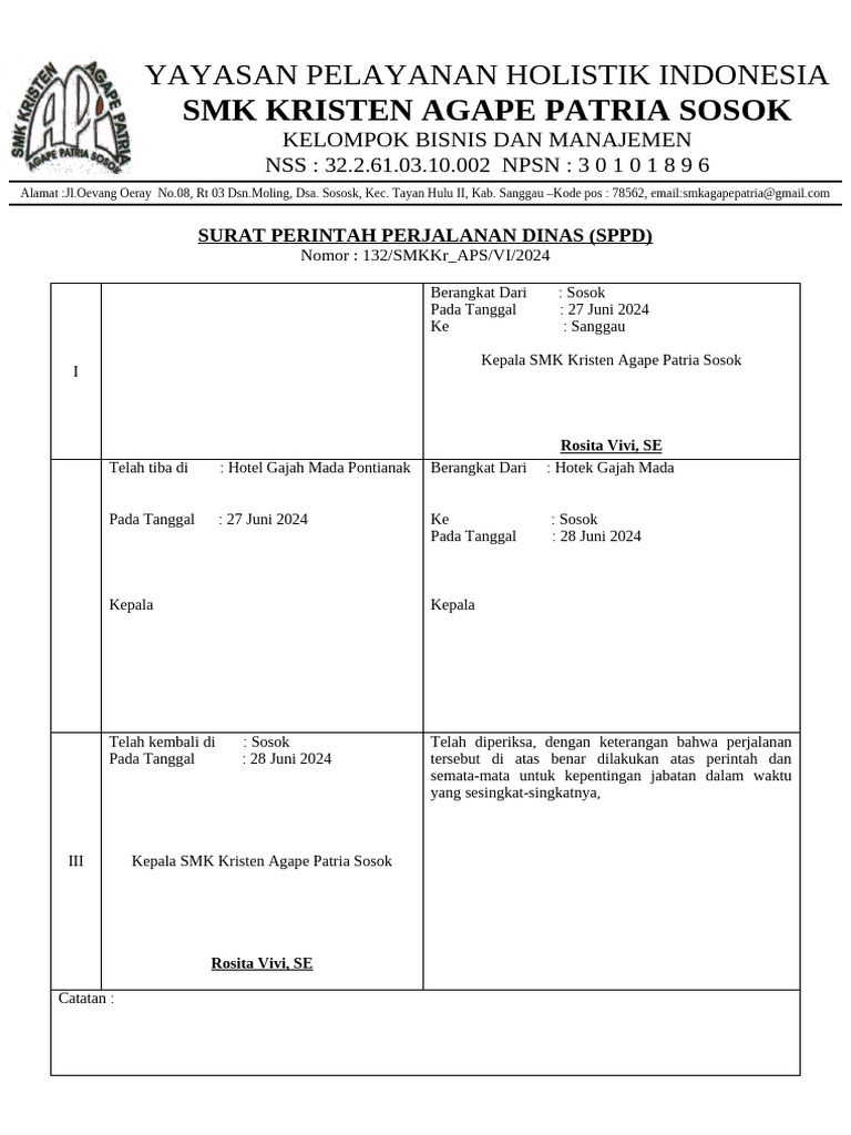 SPPD Bos SMK N1 Sgu 2024 | PDF