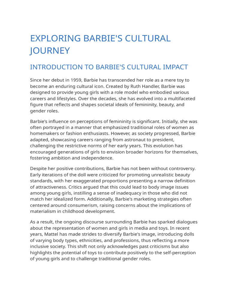 Exploring Barbie's Cultural Journey | PDF
