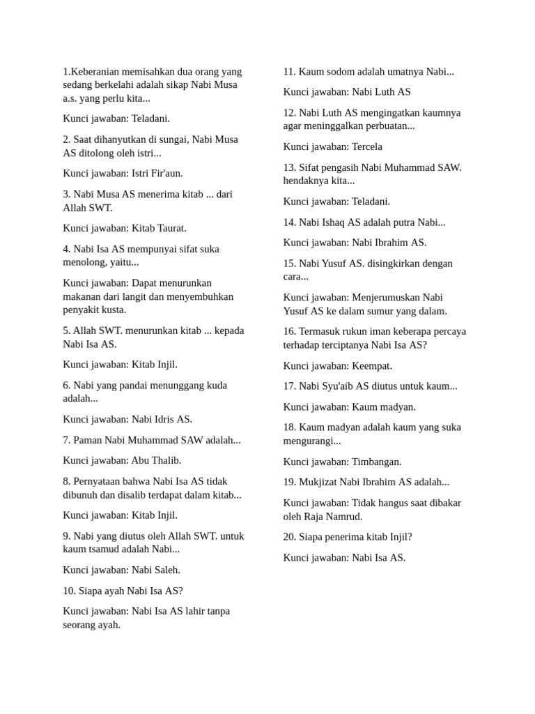 Soal Aqidah Dan Ski | PDF