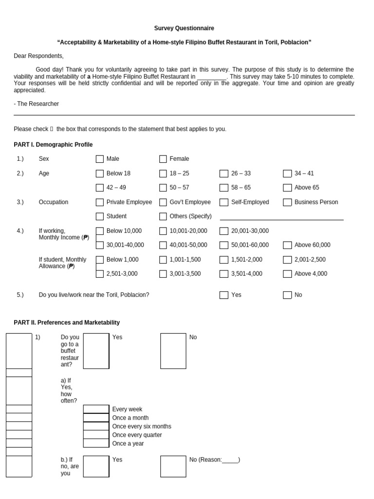 Sample-Survey-Questionnaire NEW BtoC Food | PDF