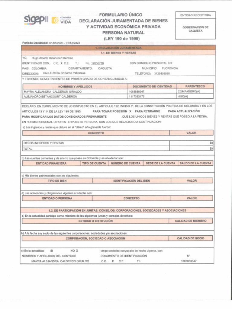 Declaracion Sigep | PDF