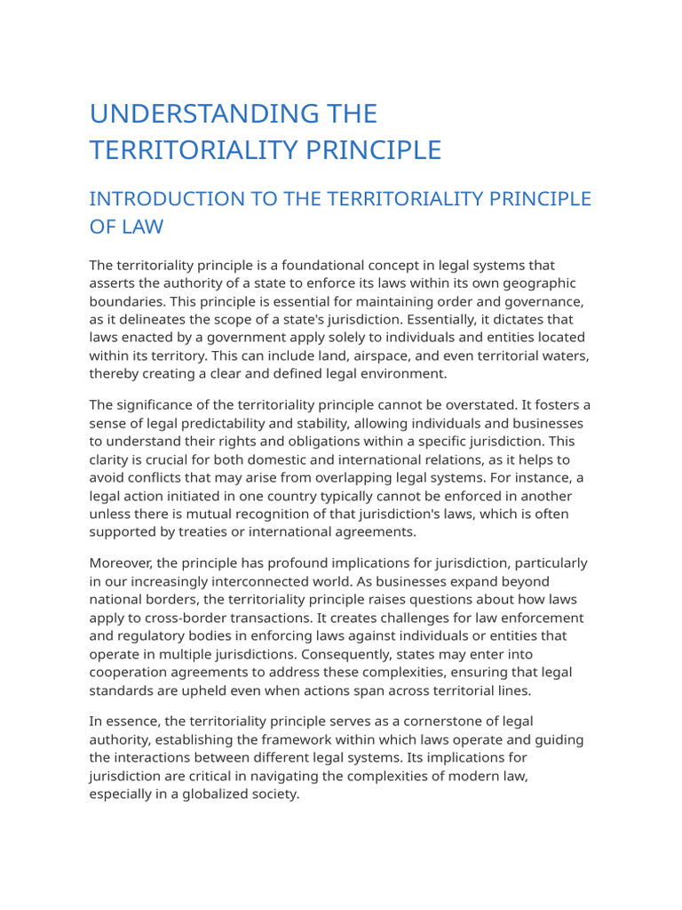 Understanding the Territoriality Principle | PDF