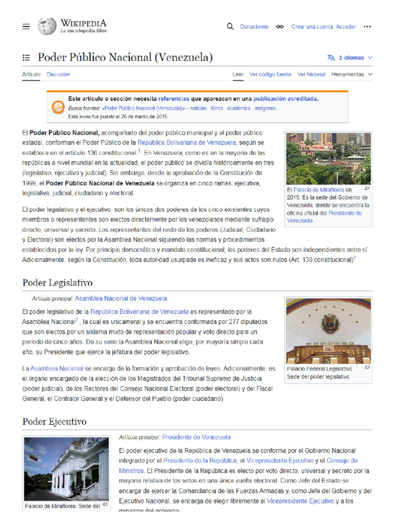 4º AÑO Poder Público nacional | PDF