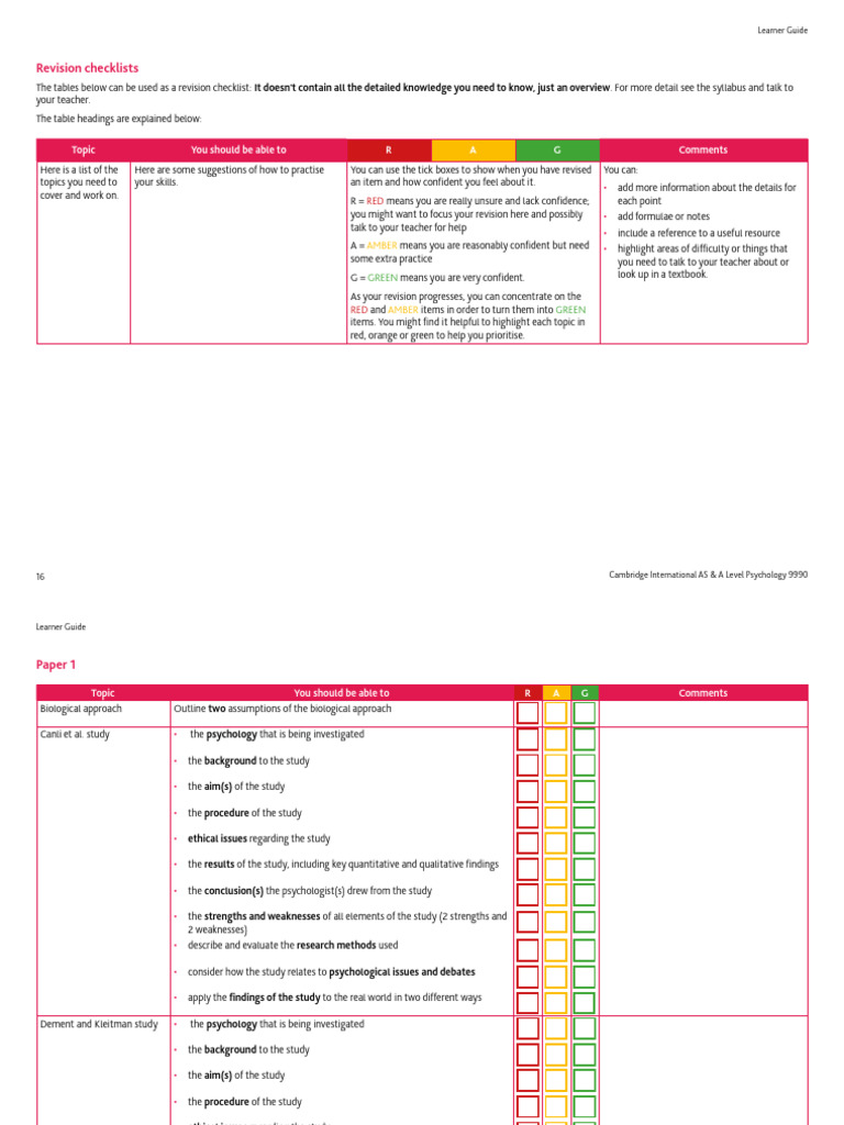 9990 AICE Psychology Student Learner Guide | PDF | Psychology ...