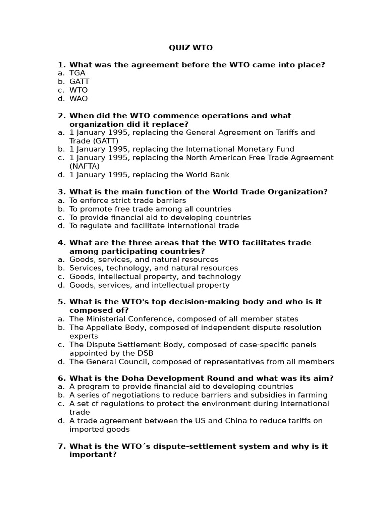 Quiz Wto | PDF