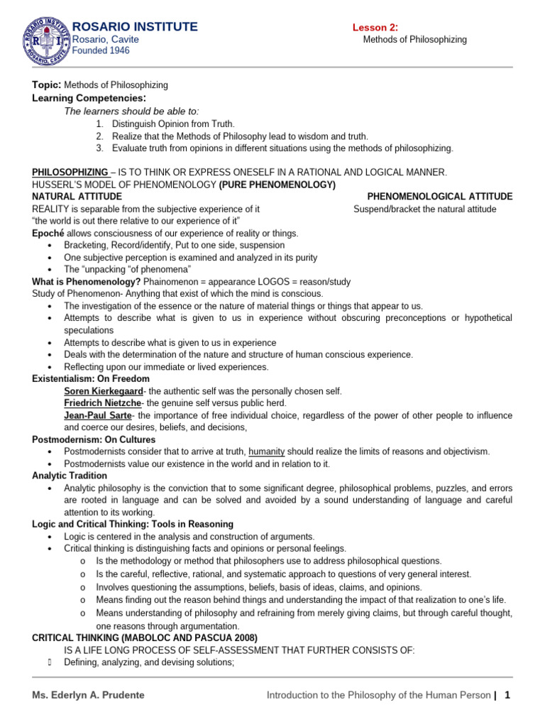 Handout Philo l2 | PDF