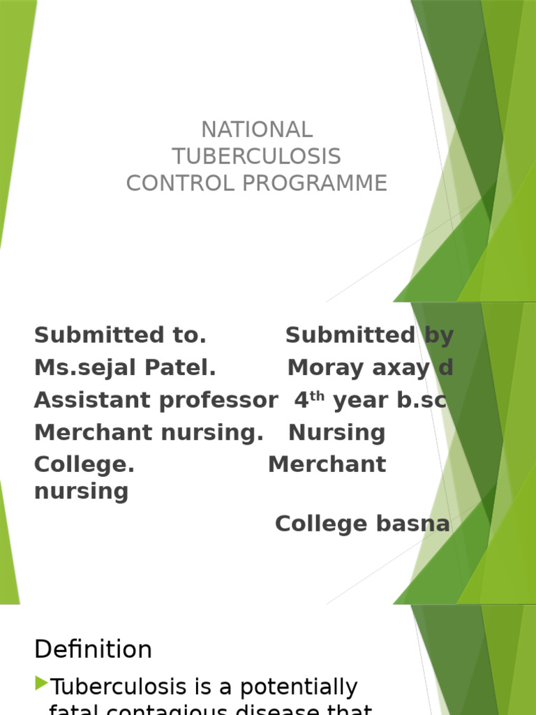 National Tuberculosis Control Program | PDF