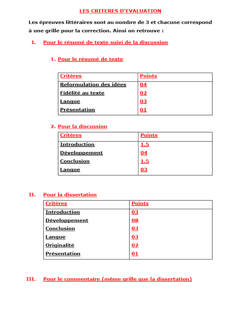 Les Critères D'évaluation | PDF