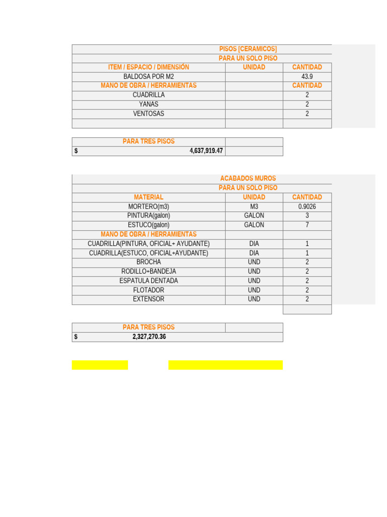 Excel Taller de Edificio de 3 Pisos | PDF
