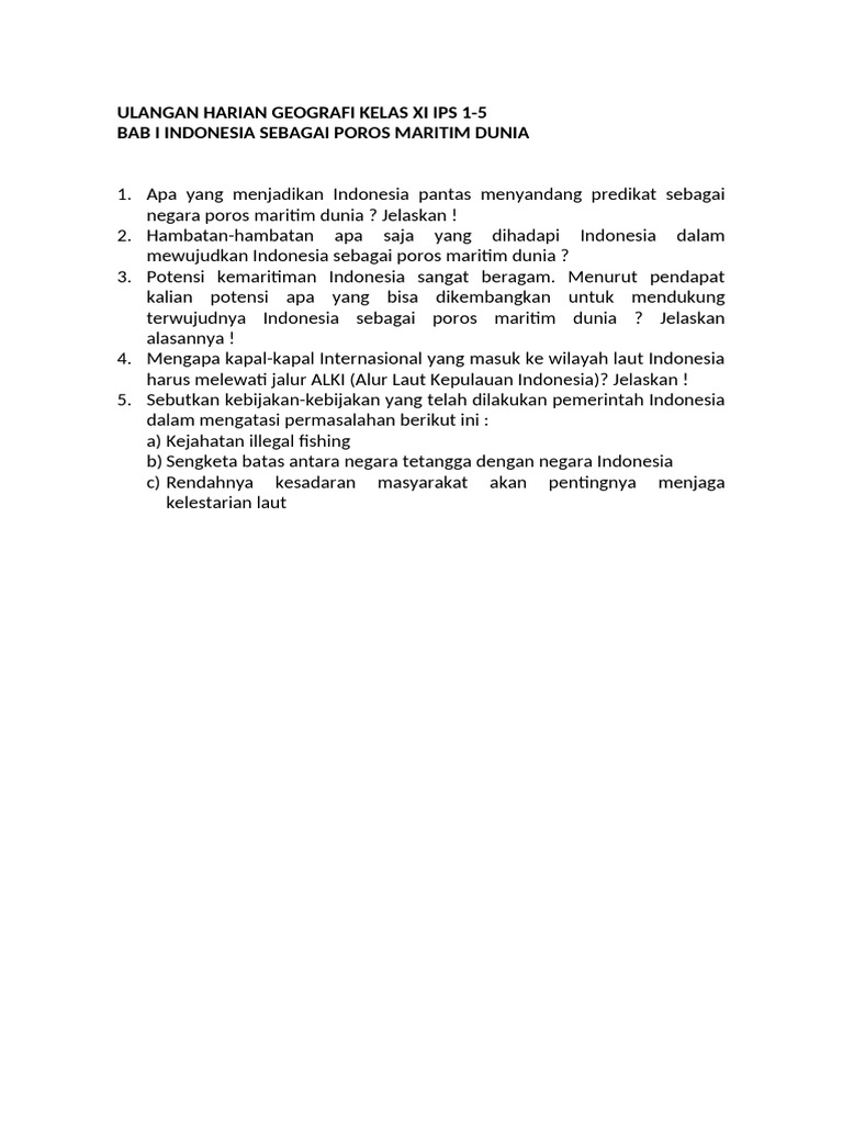 UH 1 Kelas XI IPS | PDF