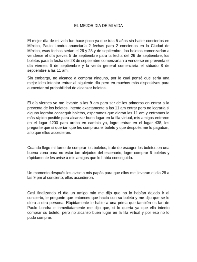El Mejor Dia de Mi Vida | PDF