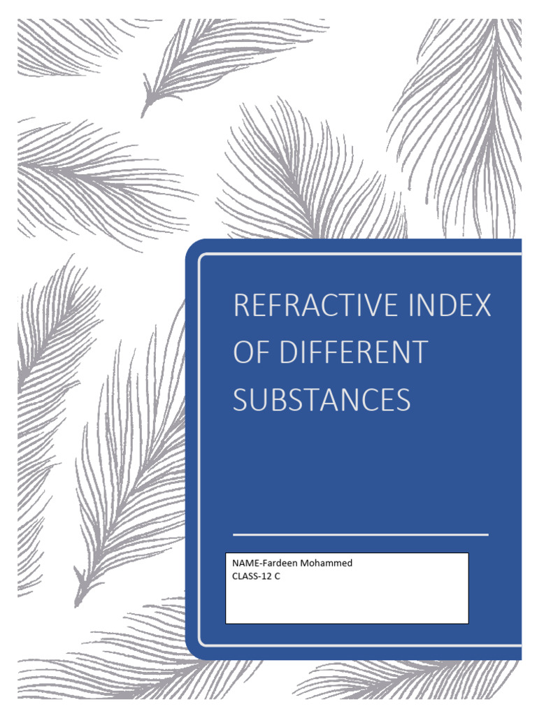 Physics Project Report 2 | PDF | Refractive Index | Refraction