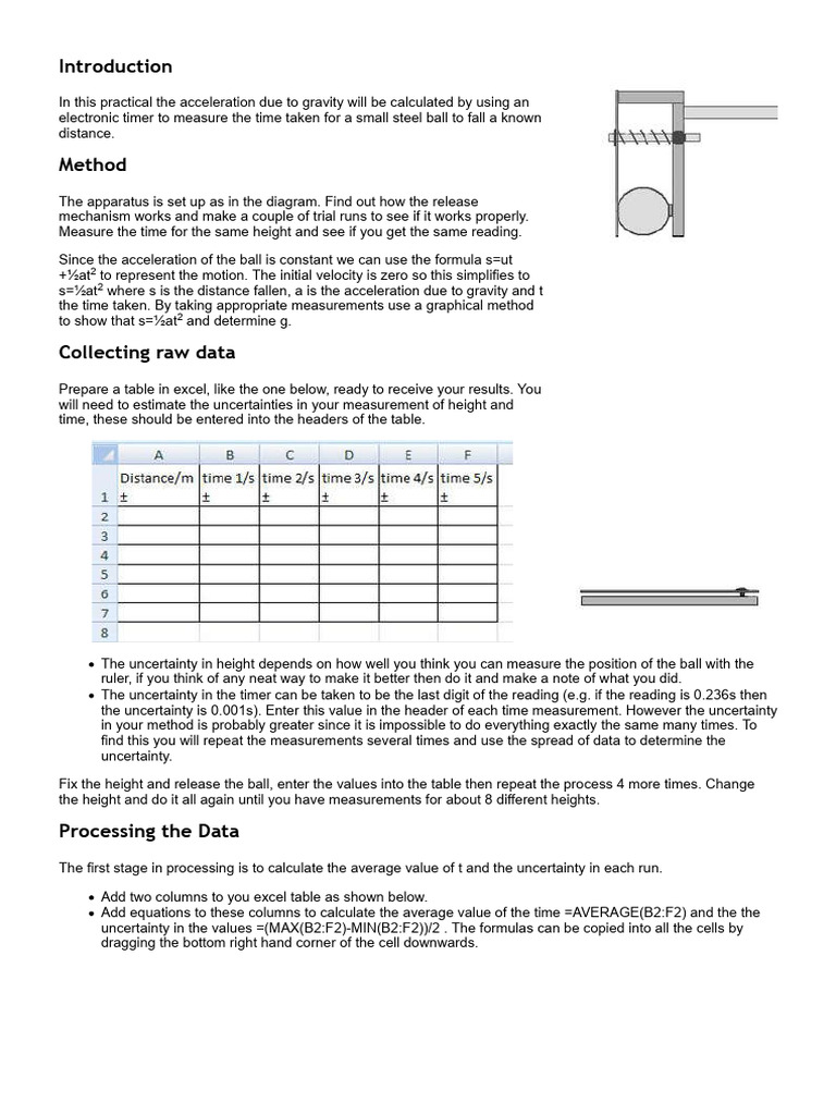A1 Practical Measuring G (Falling Ball) | PDF