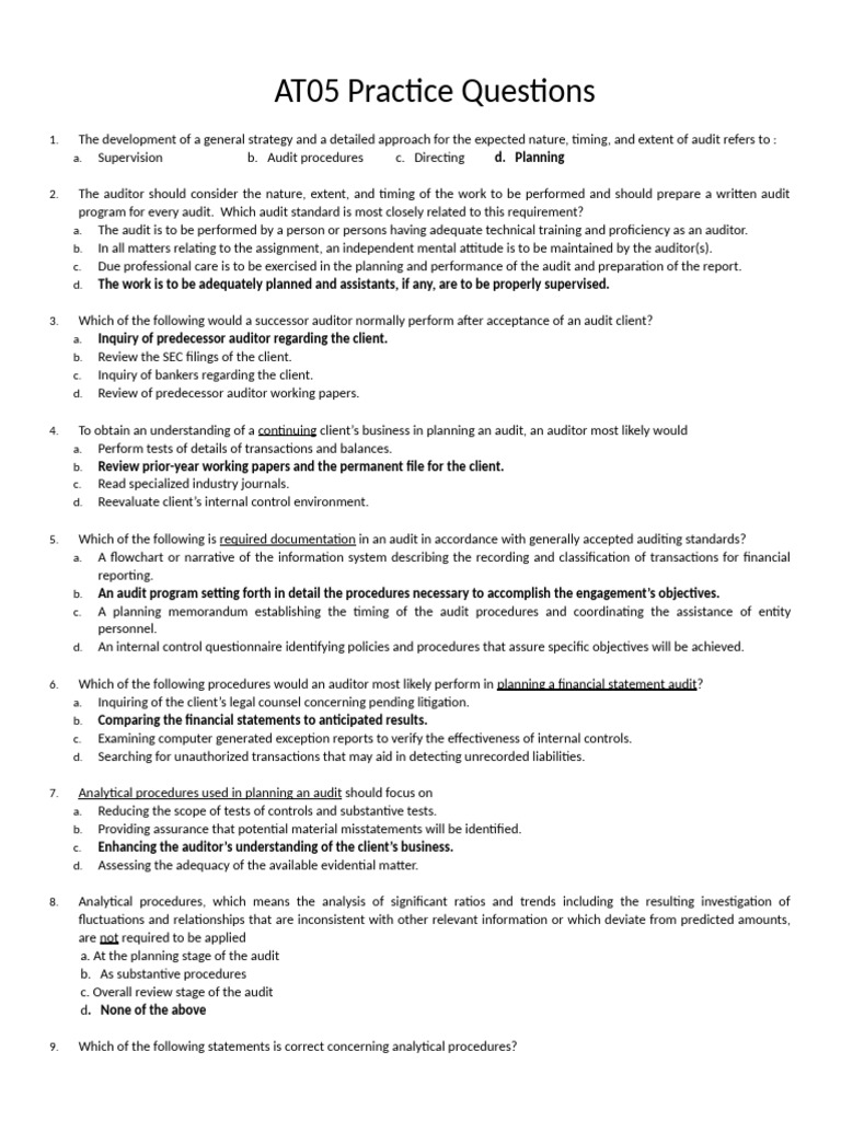 AT05 Practice Questions With Answers | PDF