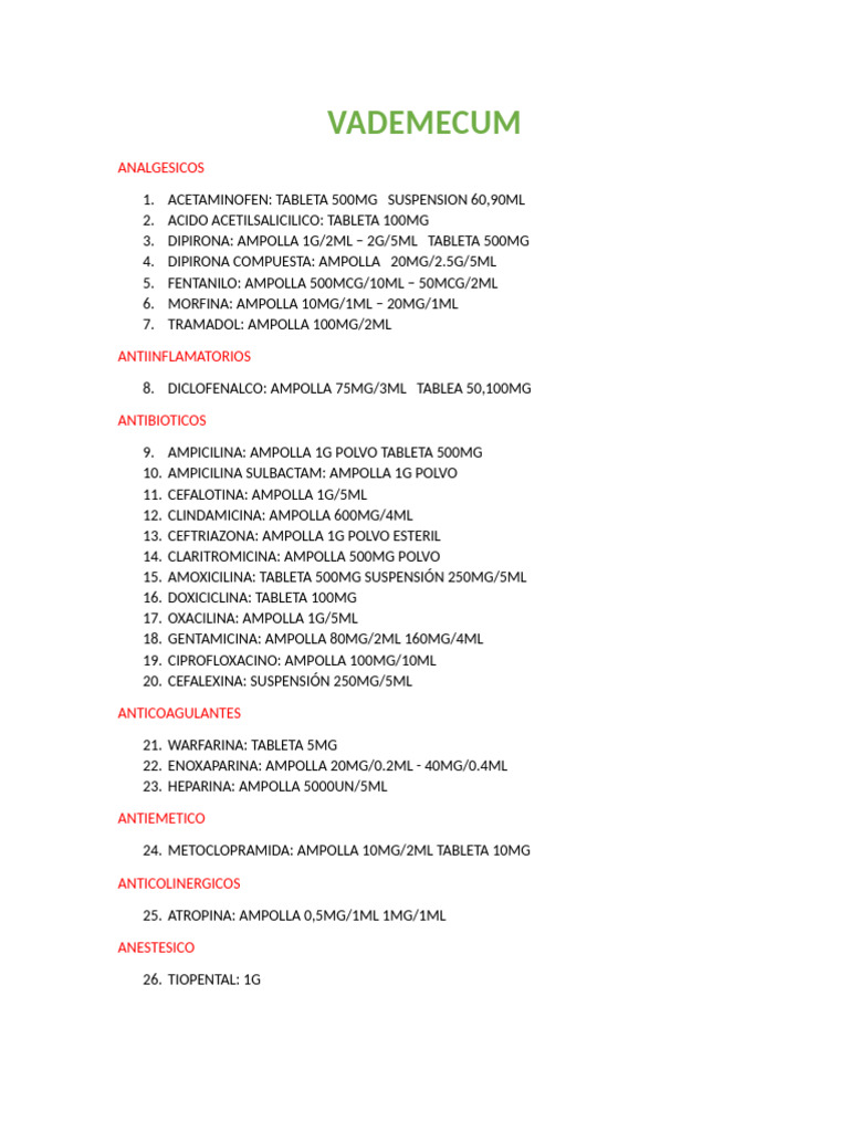 VADEMECUM | PDF