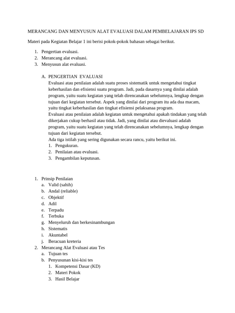 Merancang Dan Menyusun Alat Evaluasi Dalam Pembelajaran Ips SD | PDF