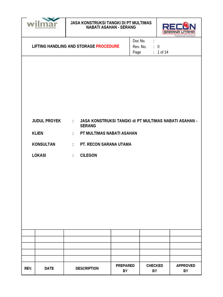 3.1. SOP Lifting Handling & Storage | PDF