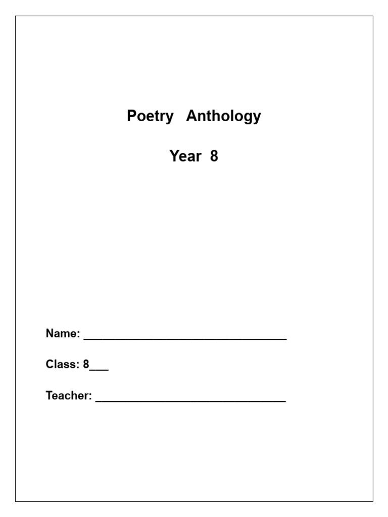 Poetry Anthology Year 8 | PDF