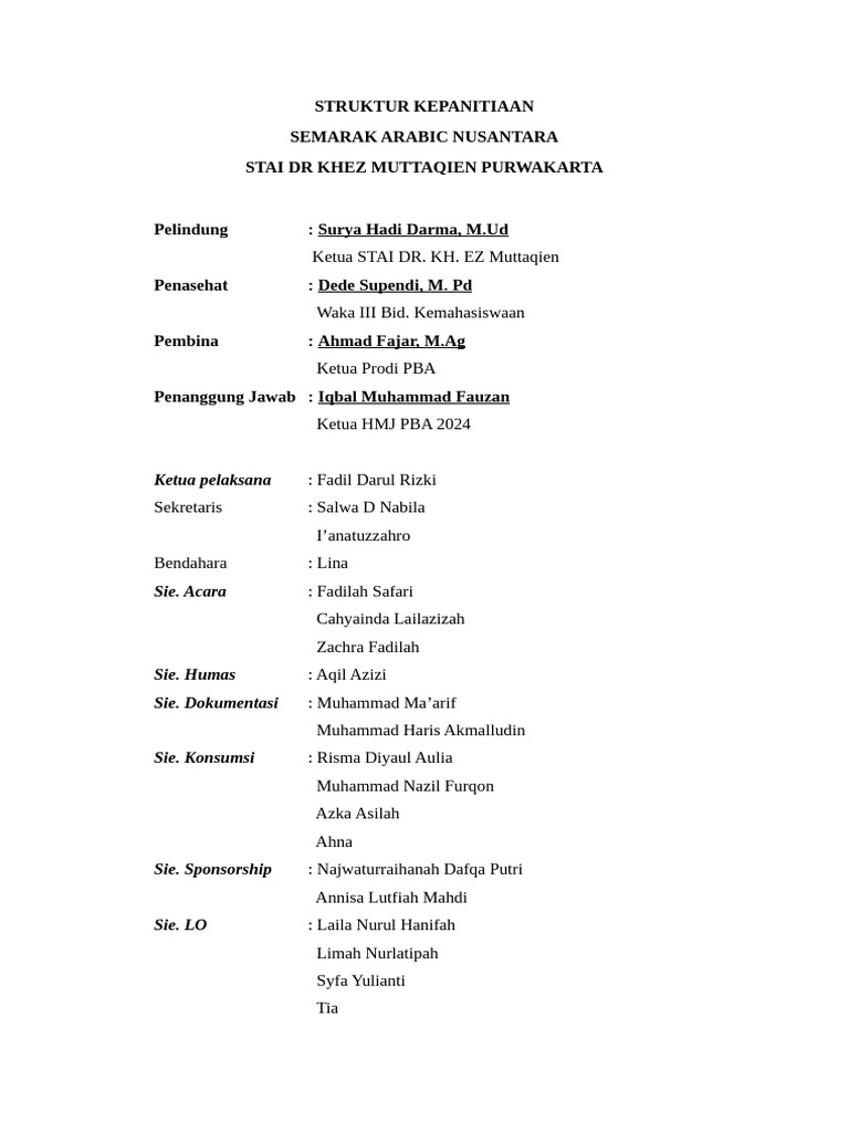 Struktur Kepanitiaan San | PDF