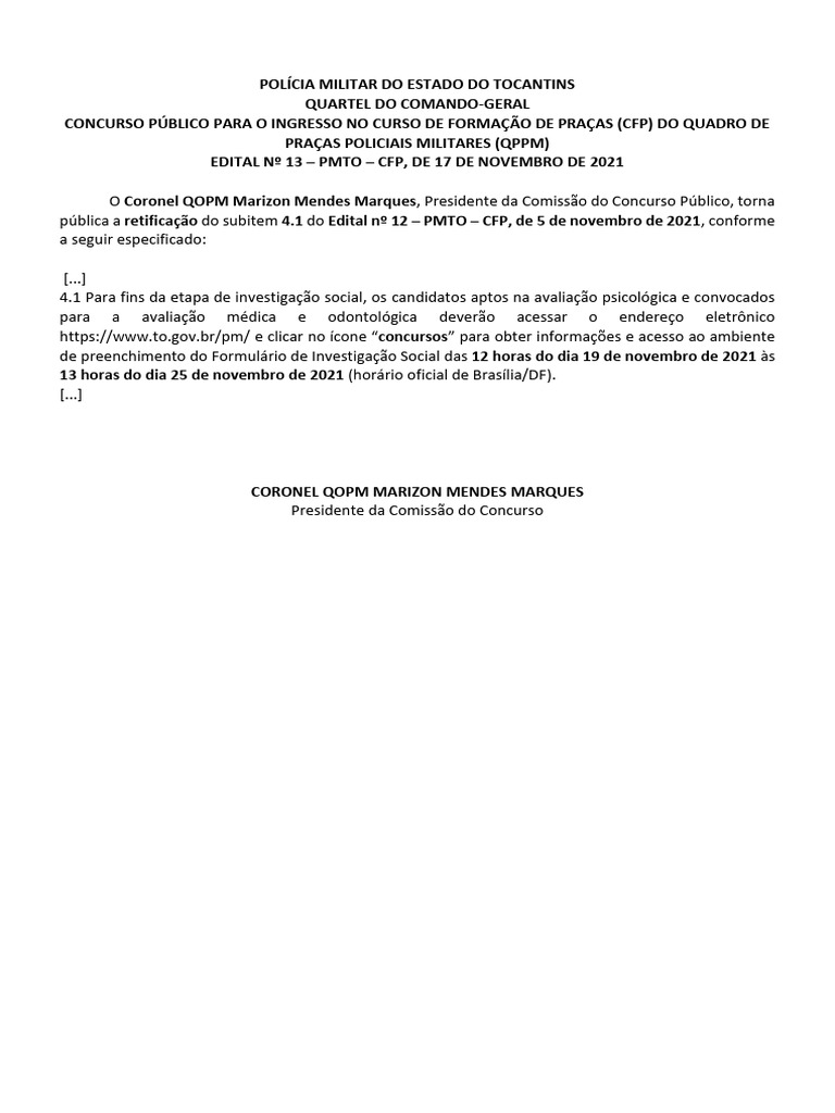 Ed 13 2020 Pmto QPPM Alteracao Data Investigacao Social | PDF