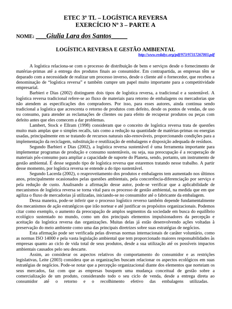 Etec 3 - Lr - Exercício 1- Giulia Lara | PDF Etec 3 - Lr - Exercício 1- Giulia Lara | PDF