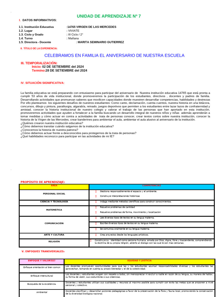 Unidad de Aprendizaje #7 Ok Septiembre | PDF