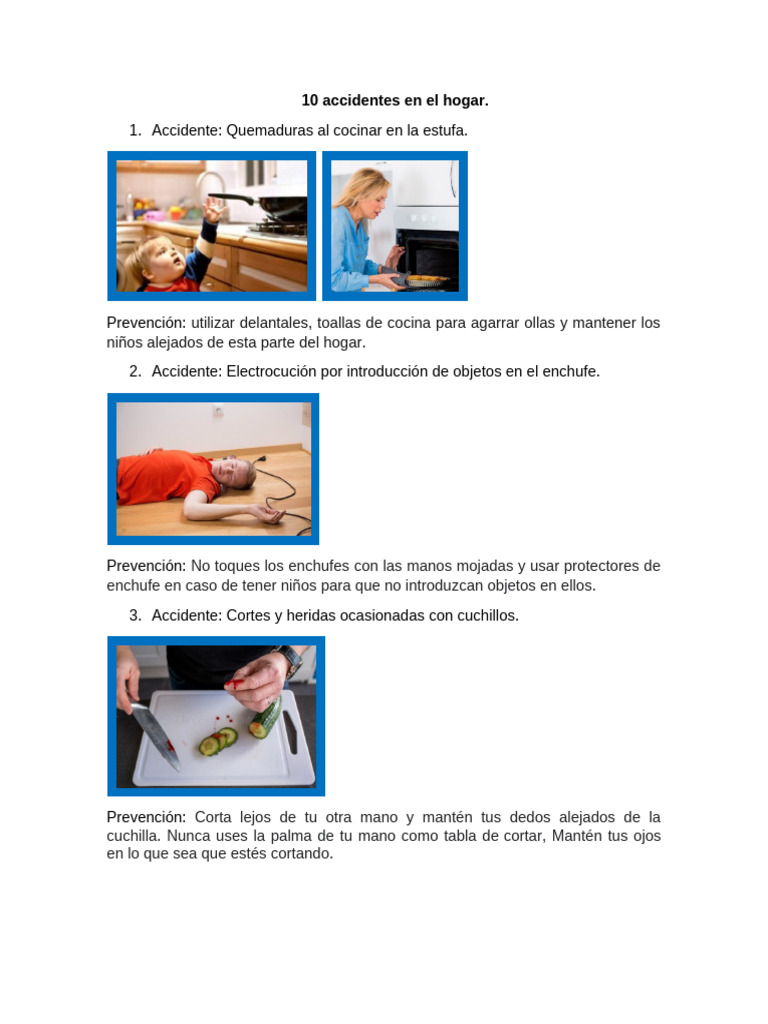 Accidentes en El Hogar y Accidentes en La Escuela | PDF