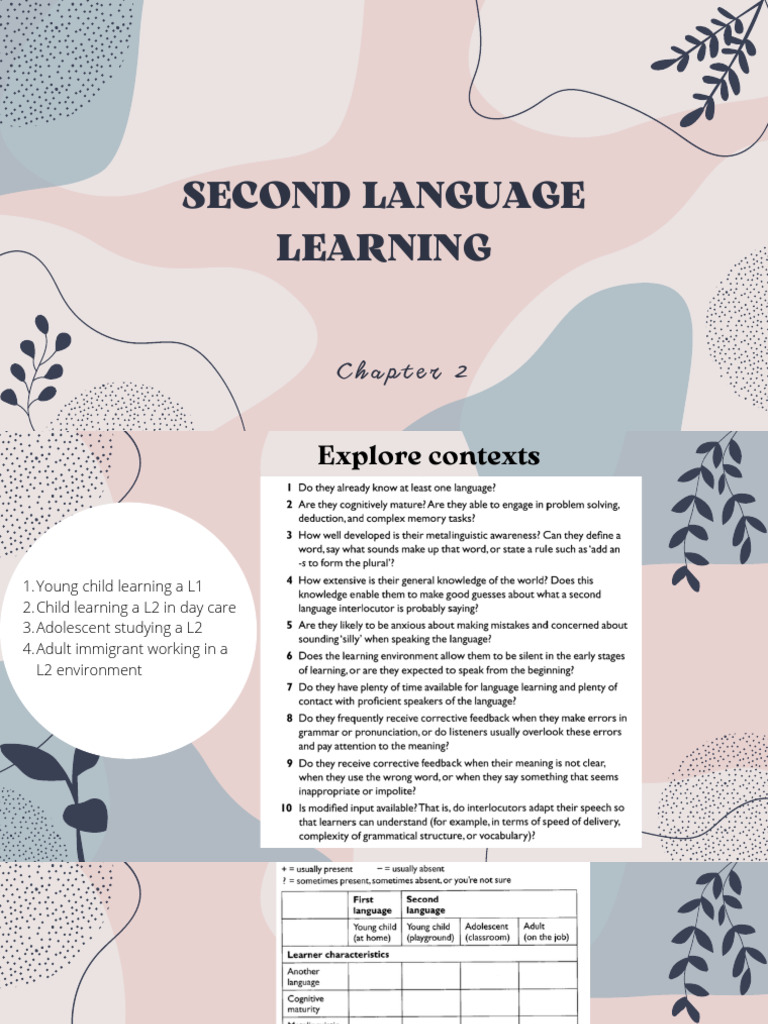 Chapter 2 - Second Language Learning | PDF Chapter 2 - Second Language Learning | PDF